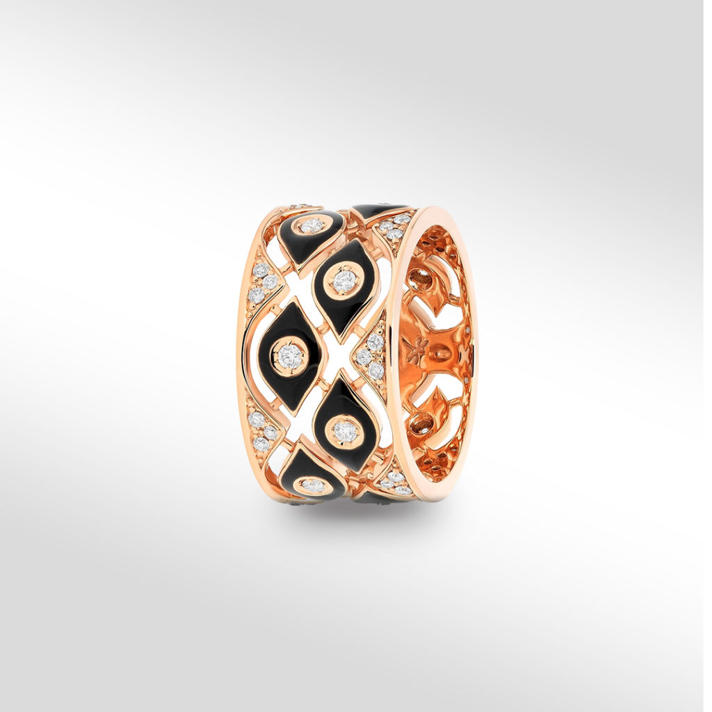 Mikou Collection Black Enamel Ring - Rexha Gold